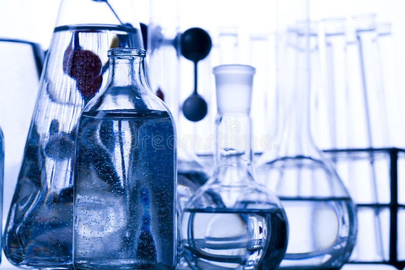 Blue chemistry vials stock photo. Image of acid, holder - 3955164