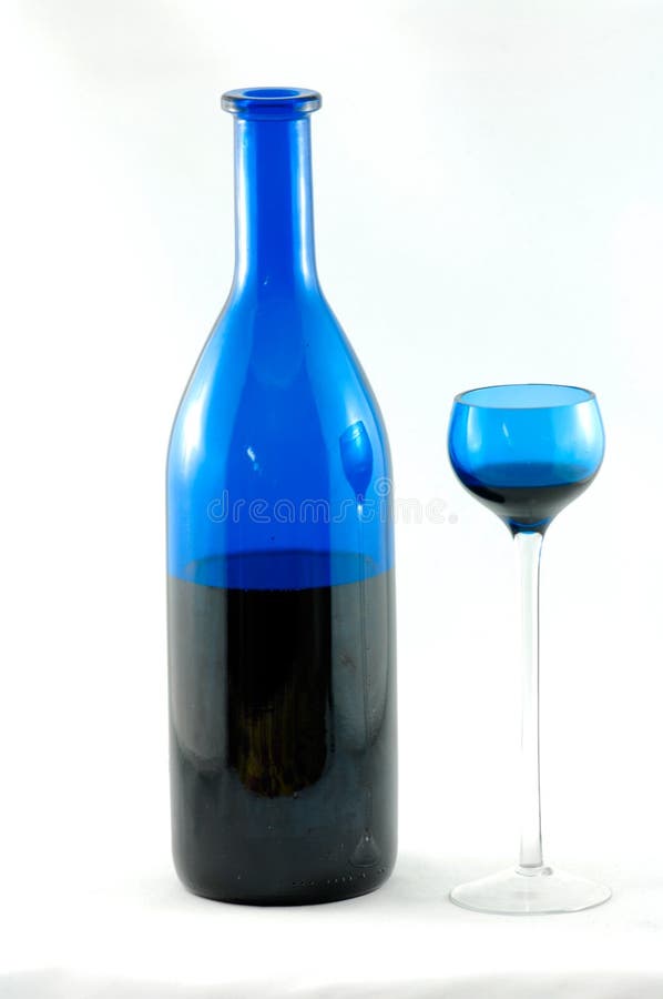 Blue cherry brandy bottle stock image. Image of brandy - 14707369