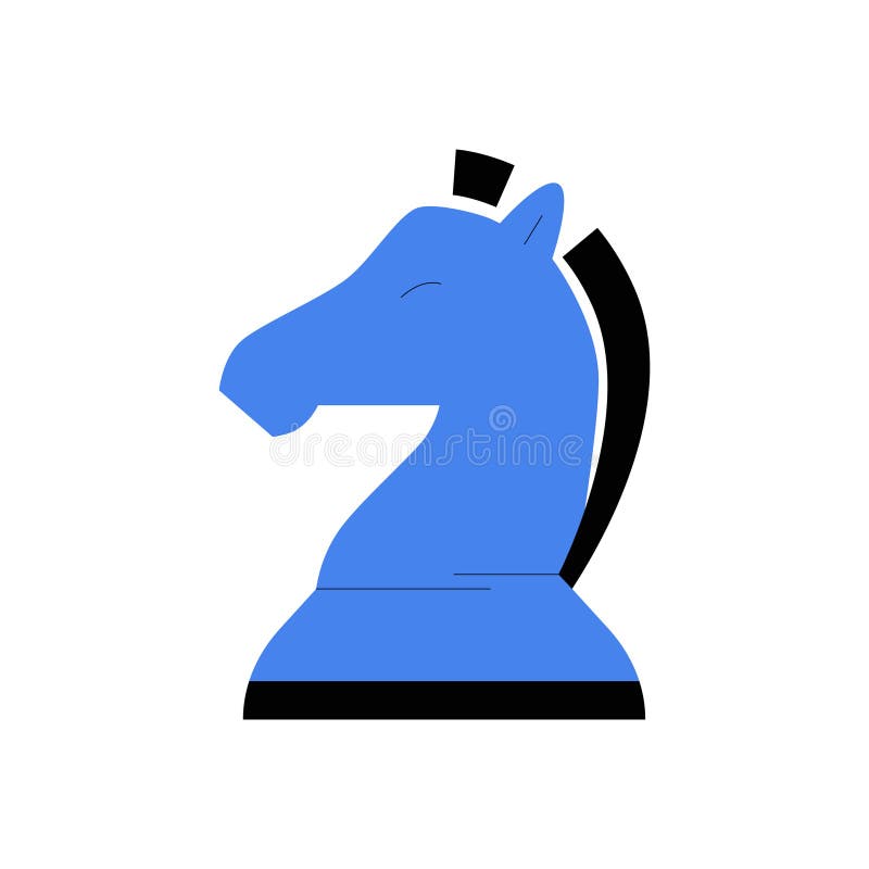 Blue Chess Knight in Flat Vector Illustration Symbolizing Strategy ...