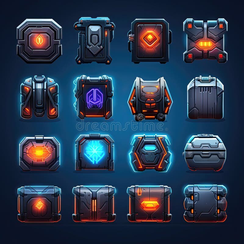 Blue Chest Futuristic Game Ai Generated Stock Illustration ...