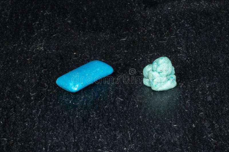 Blue Chewing Gum Isolated on Black Glass Stock Photo - Image of fresh ...
