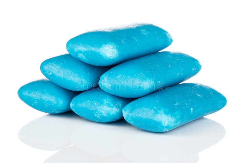 Blue Chewing Gum Isolated on White Stock Image - Image of flavored ...