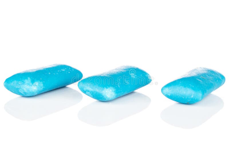 Blue Chewing Gum Isolated on White Stock Image - Image of gummy ...