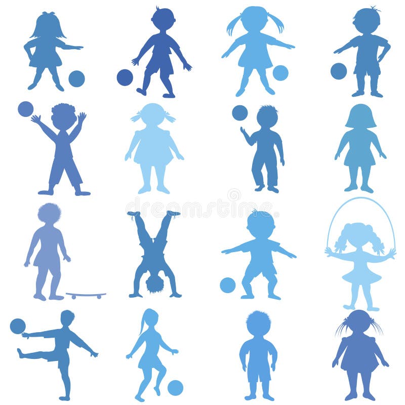 Blue children playing stock illustration. Illustration of active - 15920170