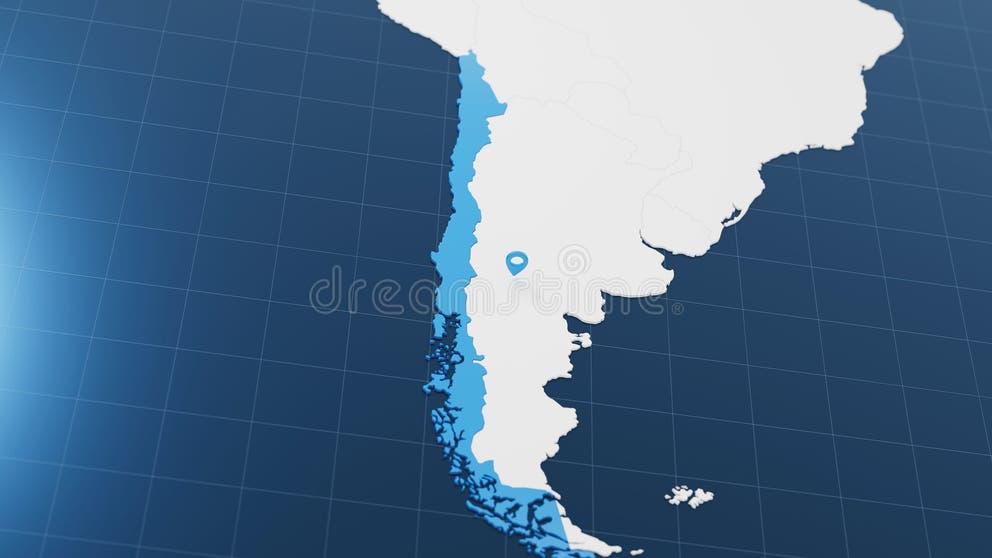 Blue Chile 3d Map with Pointer Pin Surrounded with Other Countries in ...