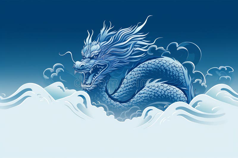 Blue Chinese Dragon Symbol of 2024. Chinese New Year Stock Image ...