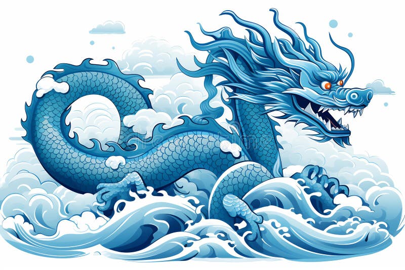 Blue Chinese Dragon Symbol of 2024. Chinese New Year Stock Illustration ...