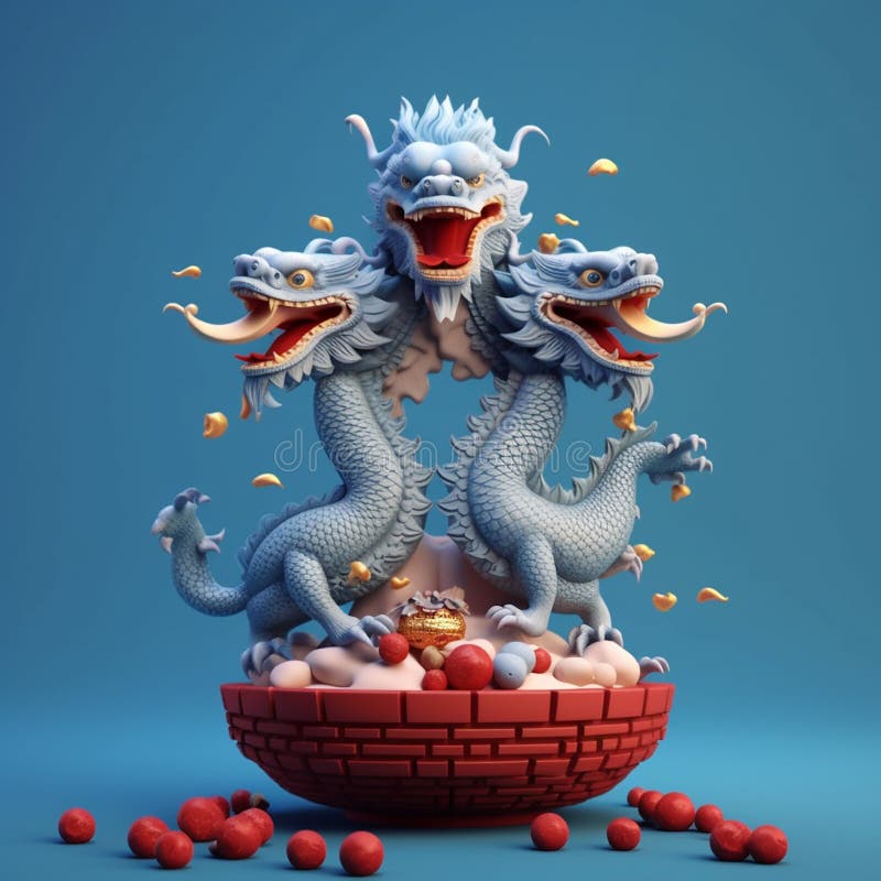 Blue Chinese dragons stock illustration. Illustration of wings - 297146793