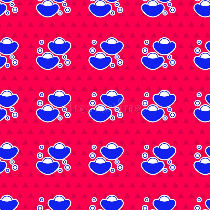 Blue Chinese Fortune Cookie Icon Isolated Seamless Pattern on Red ...
