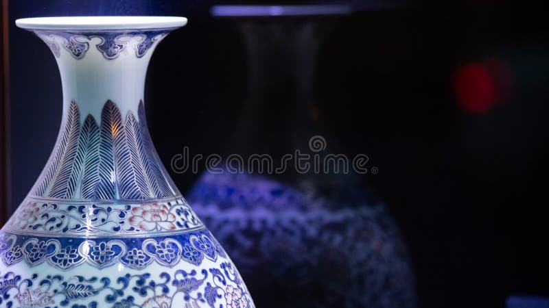 Blue Chinese Porcelain Vase Stock Image - Image of illuminated, vase ...