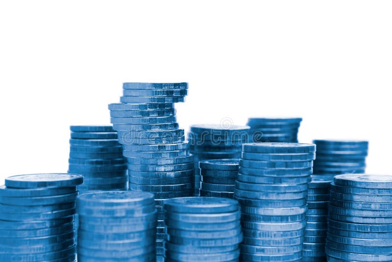 Blue Chips Coin Stacks Isolated on White Stock Photo - Image of data ...