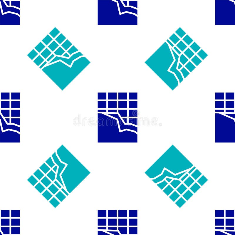 Blue Chocolate Bar Icon Isolated Seamless Pattern on White Background ...