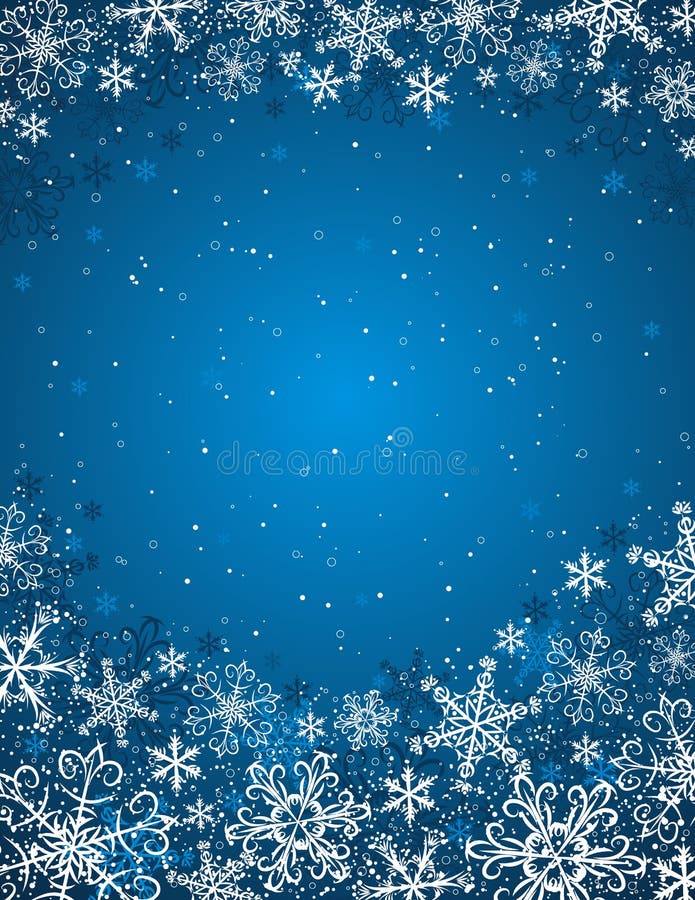 Blue Christmas Card with Frame of Golden Glittering Snowflakes Stock ...