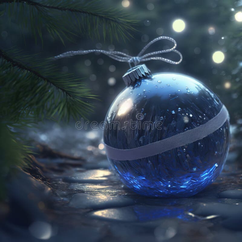 Blue Christmas Ball. AI Render. Stock Image - Image of decoration, xmas ...