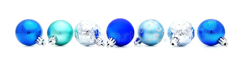 Blue Christmas Baubles stock photo. Image of border, closeup - 22008878