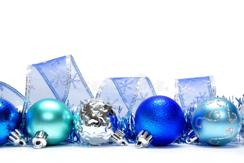 Blue Christmas Baubles stock photo. Image of border, closeup - 22008878
