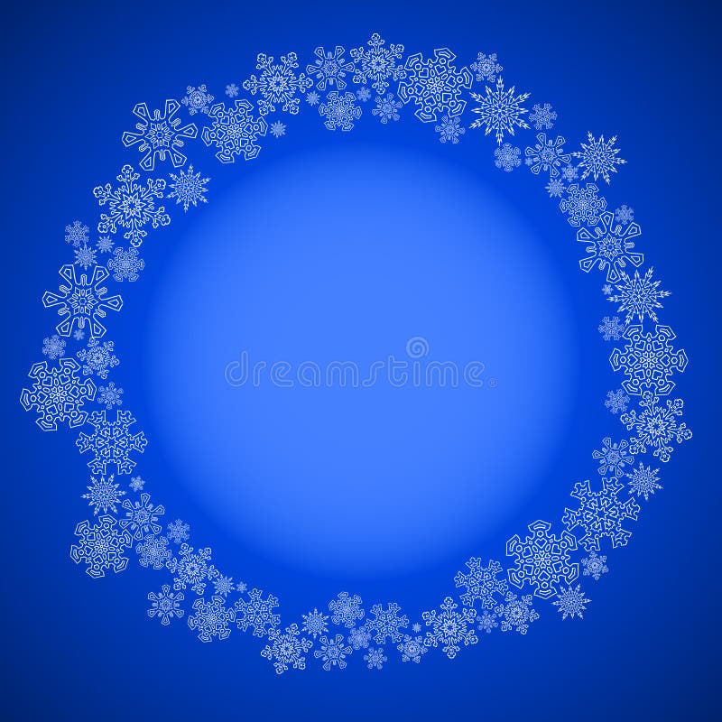 Blue Christmas Frame with Snowflakes Circle Stock Vector - Illustration ...