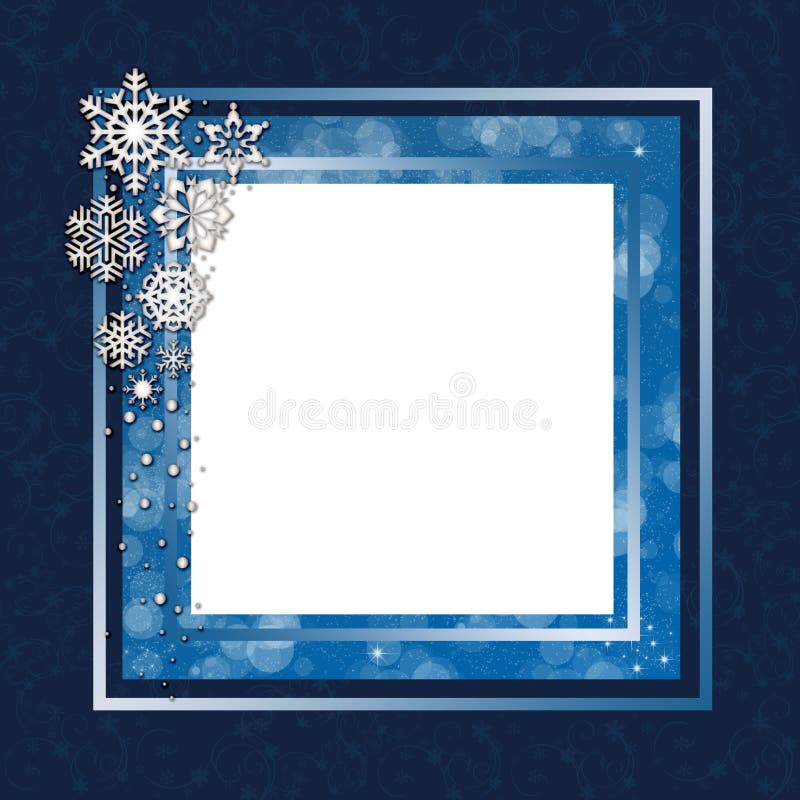 Blue Christmas Frame with Snowflakes Stock Illustration - Illustration ...