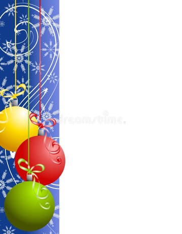 Blue Christmas Ornaments Border Stock Illustration - Illustration of ...