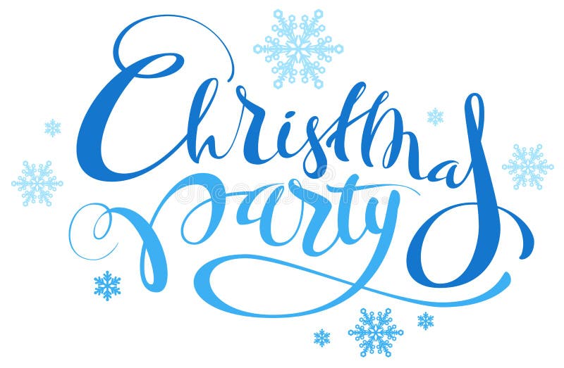 Blue Christmas Party Text for Invite Card Stock Vector - Illustration ...