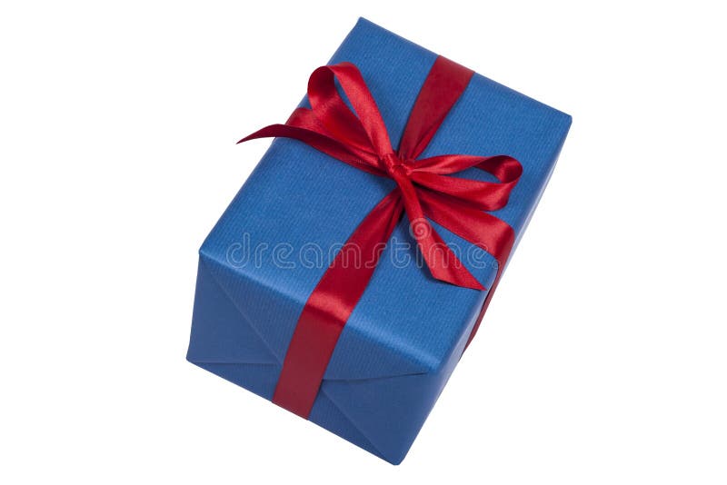 Blue present on white stock photo. Image of christmas - 79934972