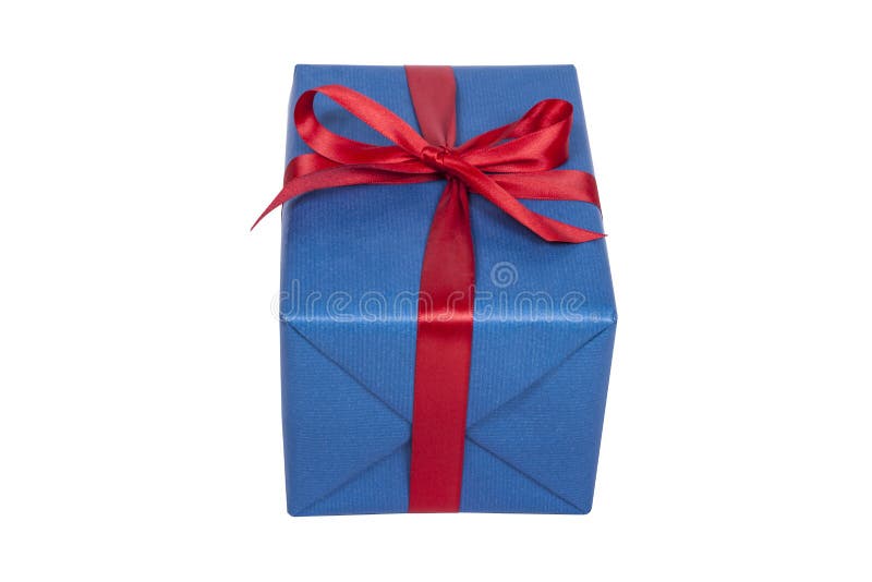 Blue present on white stock photo. Image of christmas - 79934972