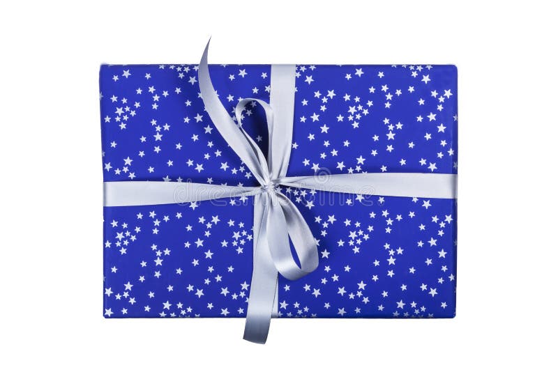 Blue present on white stock photo. Image of christmas - 79934972