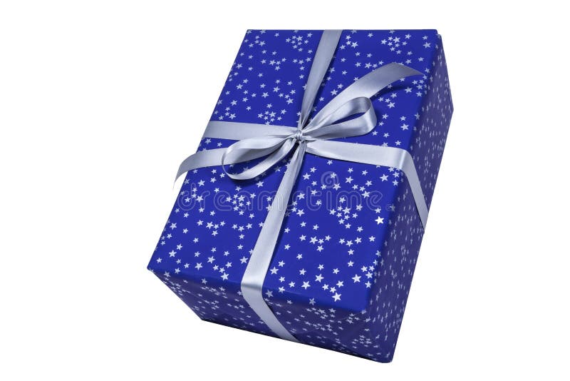 Blue present on white stock photo. Image of christmas - 79934972