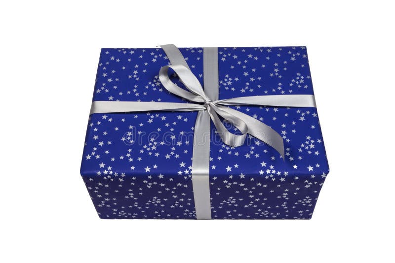 Blue present on white stock photo. Image of christmas - 79934972