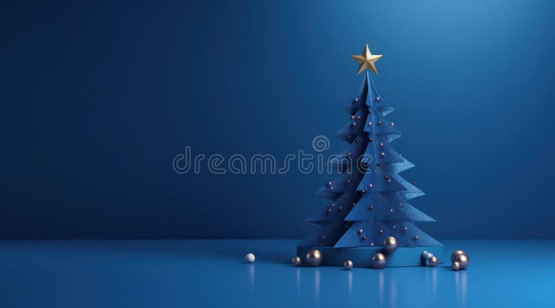 Blue Christmas Tree on a Blue Background Stock Illustration ...