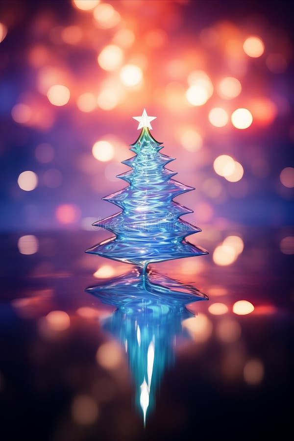 A Blue Christmas Tree is Reflected in the Water Stock Illustration ...