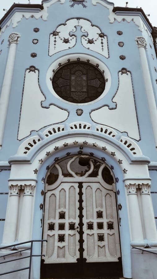 The blue church stock photo. Image of furniture, landmark - 245515518