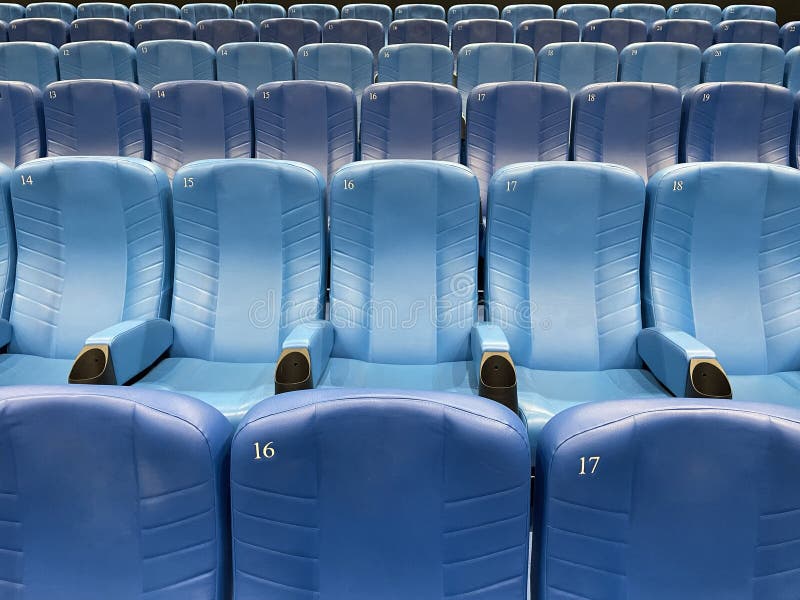 Blue cinema seats stock image. Image of arena, seats - 333972011