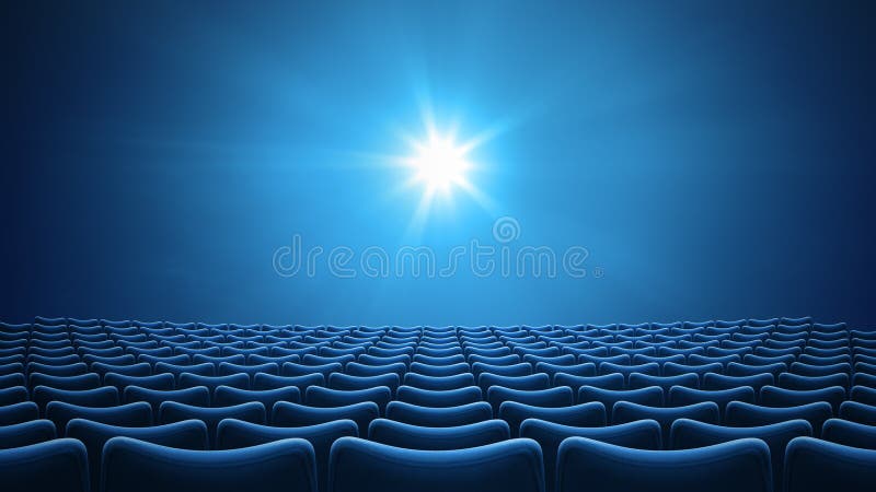 Blue Cinema Empty Hall with Blank Screen for Movie Stock Photo - Image ...