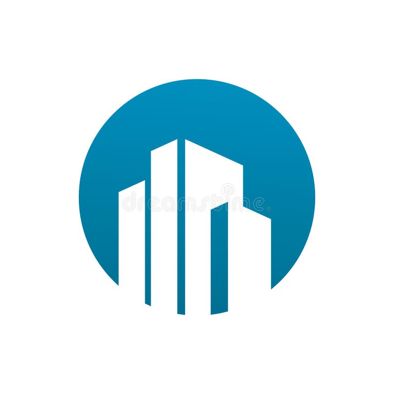 Blue Circle Building Tower Logo Design Stock Illustration ...