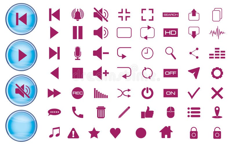 Blue Circle Button with Symbol for Website or Game User Interface Stock ...