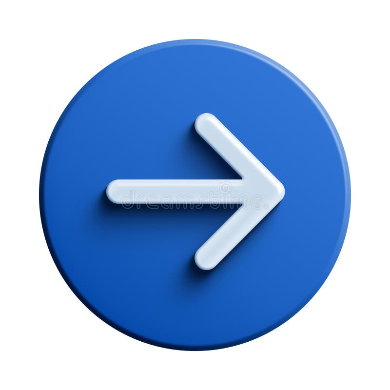 Blue Circle Button with White Right Arrow 3D Icon Stock Illustration ...