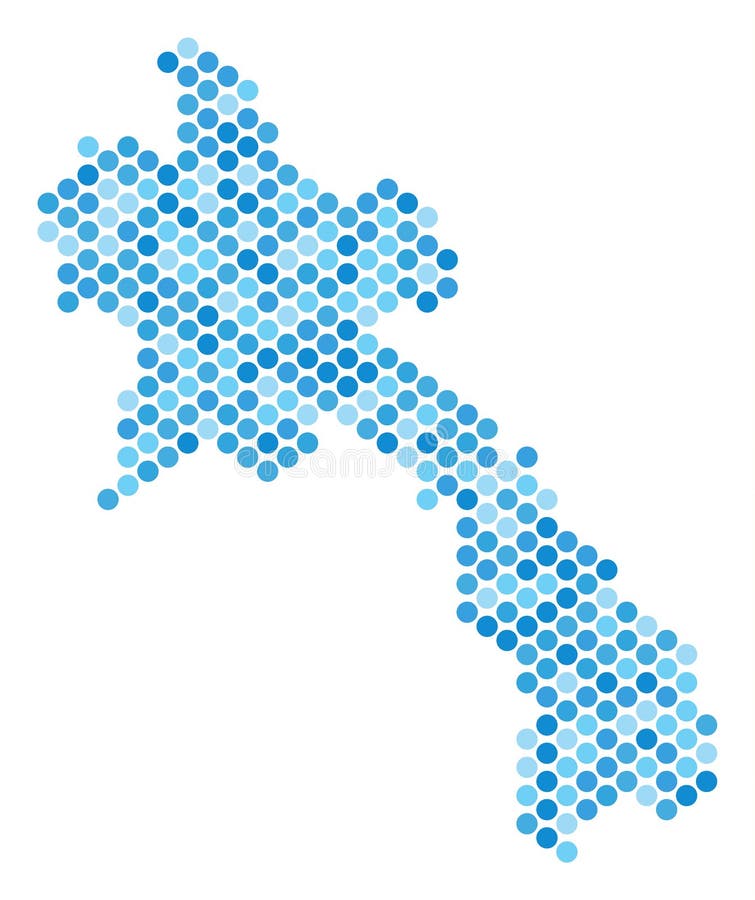Blue Dotted Laos Map stock vector. Illustration of area - 118740576