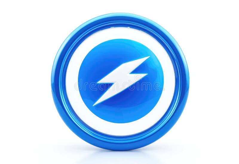 Blue Circle Graphic with White Lightning Bolt for Energy and Speed ...