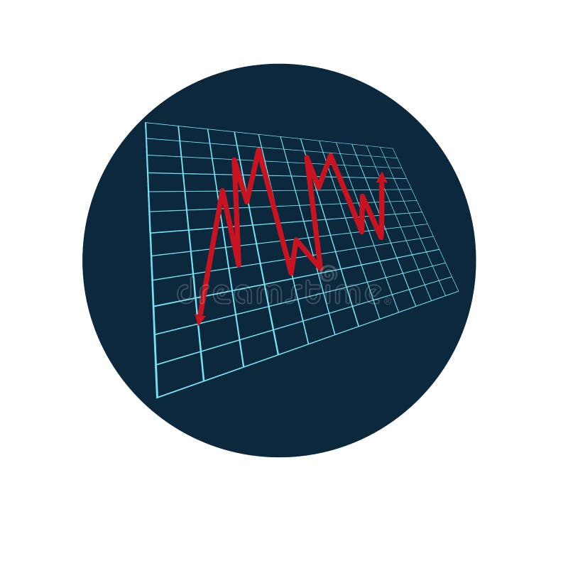 Blue Circle with Grid and Line Graph Isolated on White Stock ...