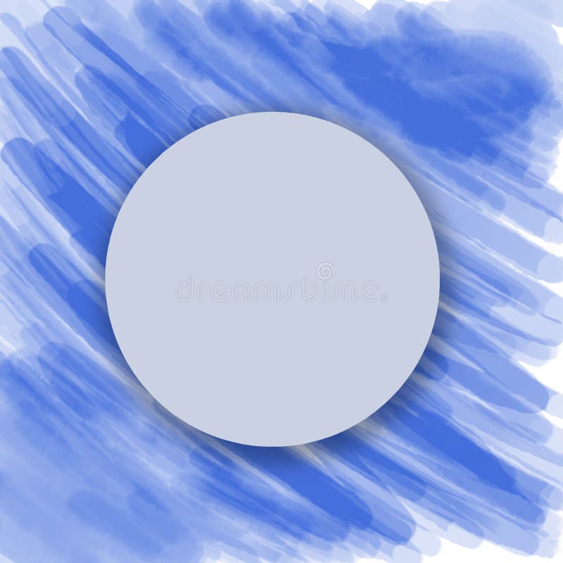 Blue Circle on Hand Drawing Blue Background Watercolor. Stock ...