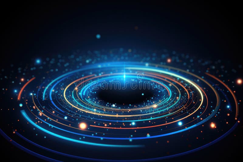 Blue Circle Line Abstract Background. Generative AI Stock Illustration ...