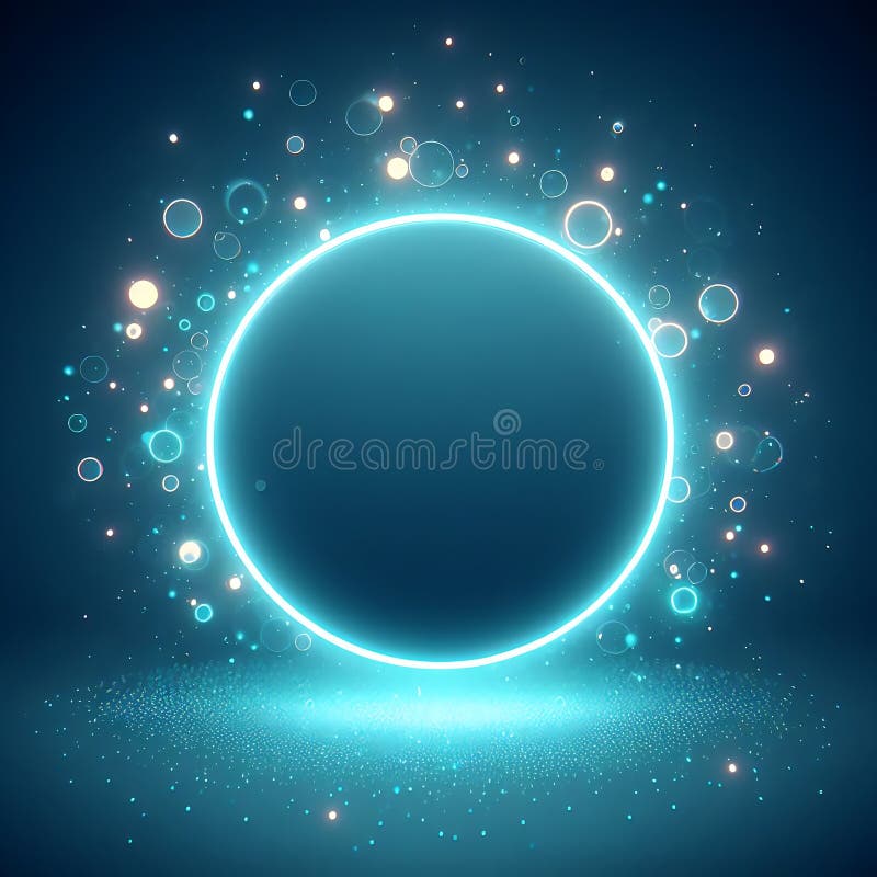 A Blue Circle with a Lot of Sparkles Around it. the Neon Circle is the ...
