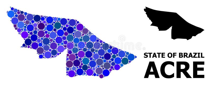 Blue Circle Mosaic Map of Acre State Stock Illustration - Illustration ...