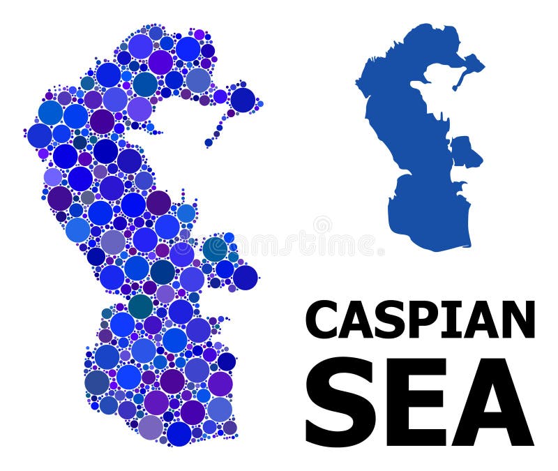 Blue Circle Mosaic Map of Caspian Sea Stock Illustration - Illustration ...
