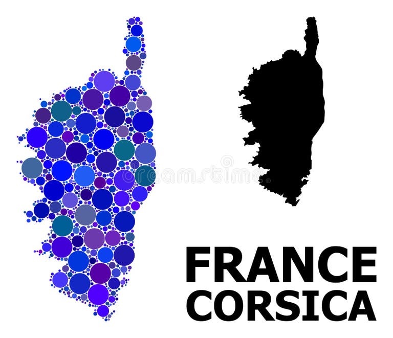 Blue Circle Mosaic Map of Corsica Stock Illustration - Illustration of ...