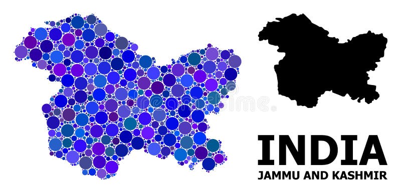 Blue Circle Mosaic Map of Jammu and Kashmir State Stock Illustration ...