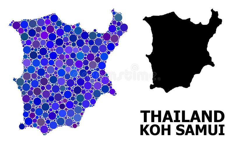 Blue Circle Mosaic Map of Koh Samui Stock Illustration - Illustration ...