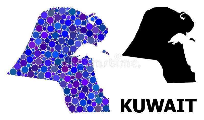 Blue Circle Mosaic Map of Kuwait Stock Illustration - Illustration of ...