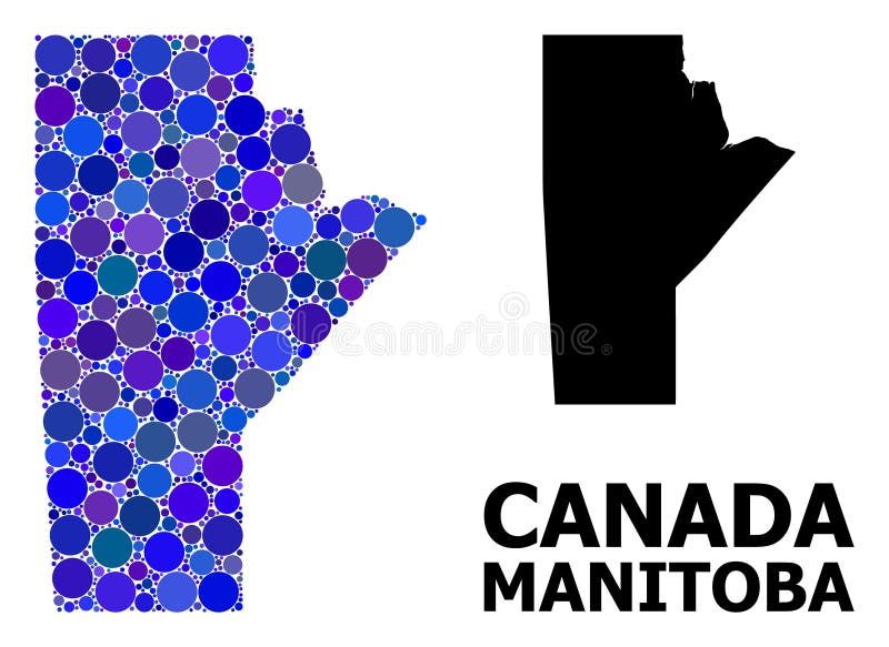 Blue Circle Mosaic Map of Manitoba Province Stock Illustration ...